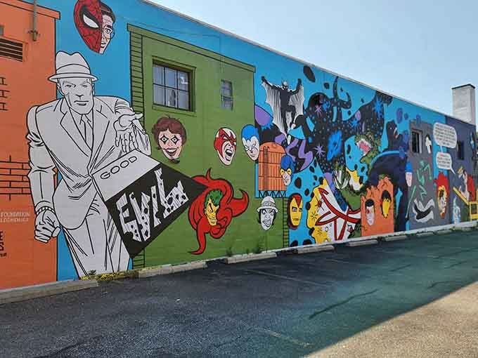 Street murals bring color and character to downtown, turning ordinary walls into storytelling canvases that celebrate local heritage and culture.