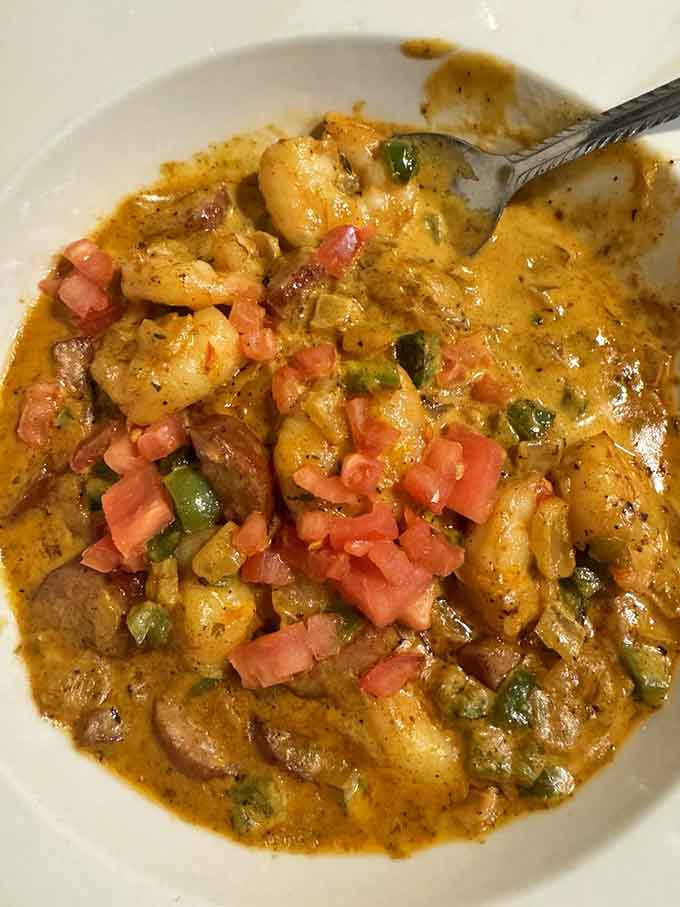 Shrimp and grits so good they'll make you question every breakfast decision you've made up until this moment.