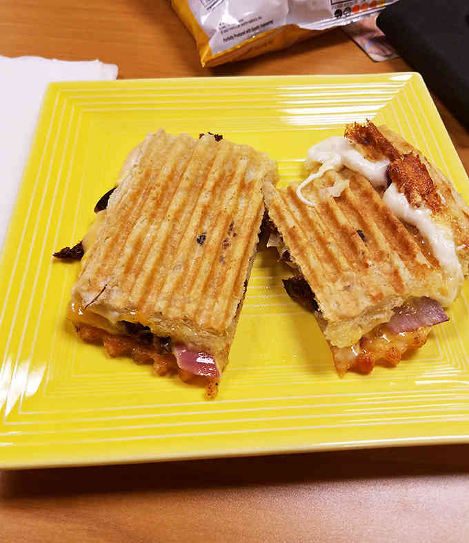 A perfectly grilled panini that proves even superheroes need their fuel between saving the world and reading comics.