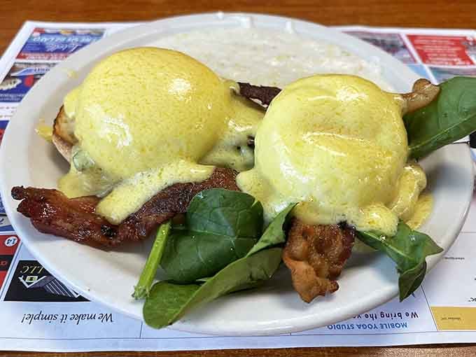 Eggs Benedict done right, with hollandaise so good it deserves its own standing ovation and encore.