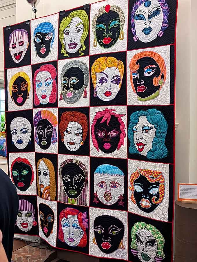 This vibrant quilt art brings contemporary creativity into dialogue with centuries-old walls, proving museums can surprise you.