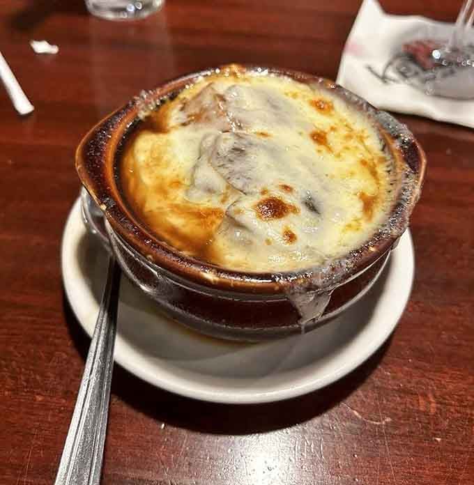 French onion soup with that gloriously melted cheese blanket is comfort food at its absolute finest.