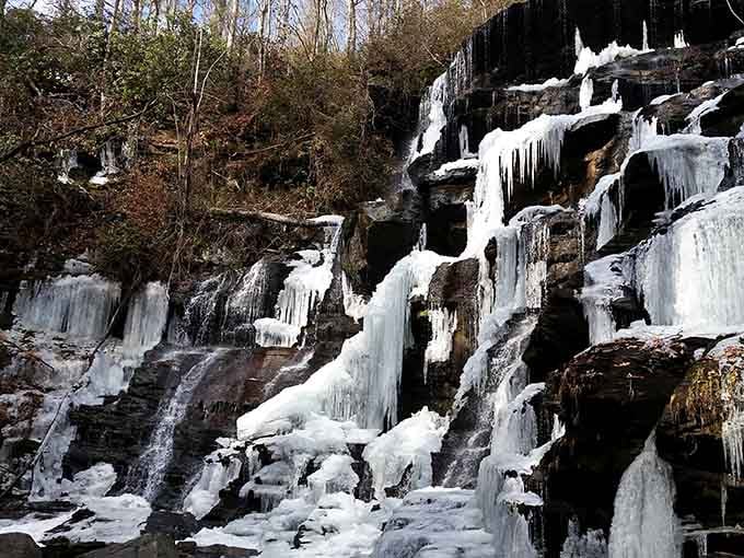 Winter transforms the falls into a frozen cathedral that would make Elsa jealous, proving nature's the ultimate special effects artist.