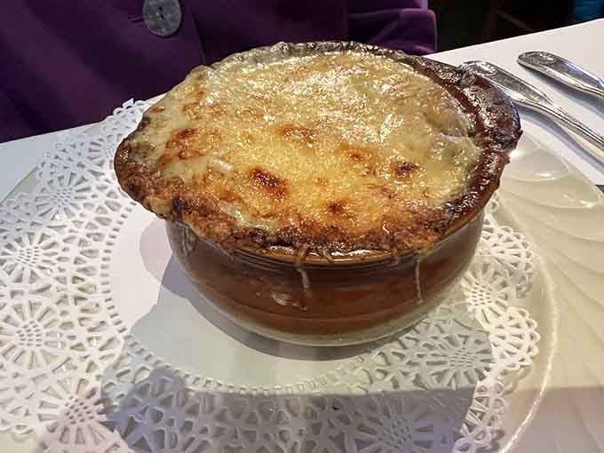 French onion soup with a cheese pull that deserves its own Instagram account and fan club.