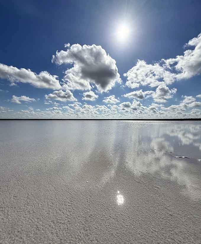 Those aren't Photoshopped clouds&mdash;the mirror-like surface really does create reflections this perfect and mind-bending.