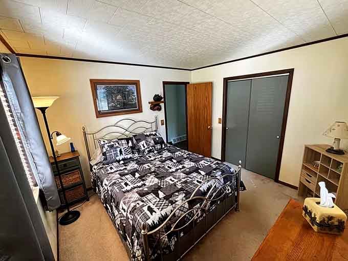 Clean, simple, and surprisingly spacious—this bedroom proves you don't need fancy to feel like a million bucks.