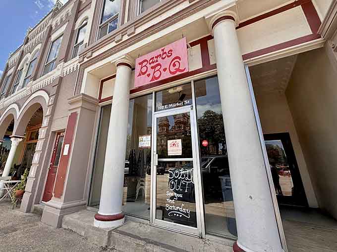 Pink neon and classic columns prove that sometimes the fanciest packaging contains the most down-to-earth, soul-satisfying barbecue around.