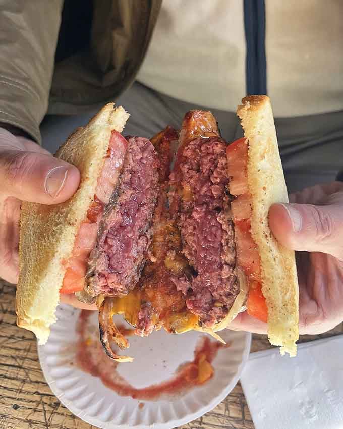 Cheese, tomato, and onion on toast: the holy trinity of burger toppings that started it all.