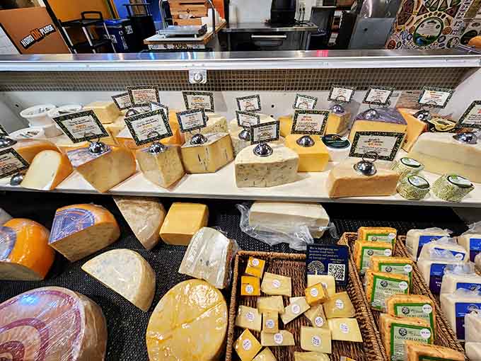 A cheese counter that would make any Wisconsin native nod in approval, stocked with artisanal varieties galore.