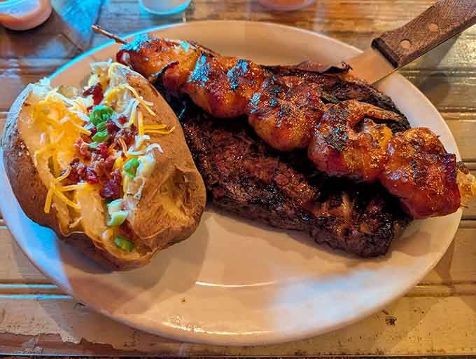 When you can't choose between surf and turf, this bacon-wrapped shrimp and rib combo solves that delicious dilemma.