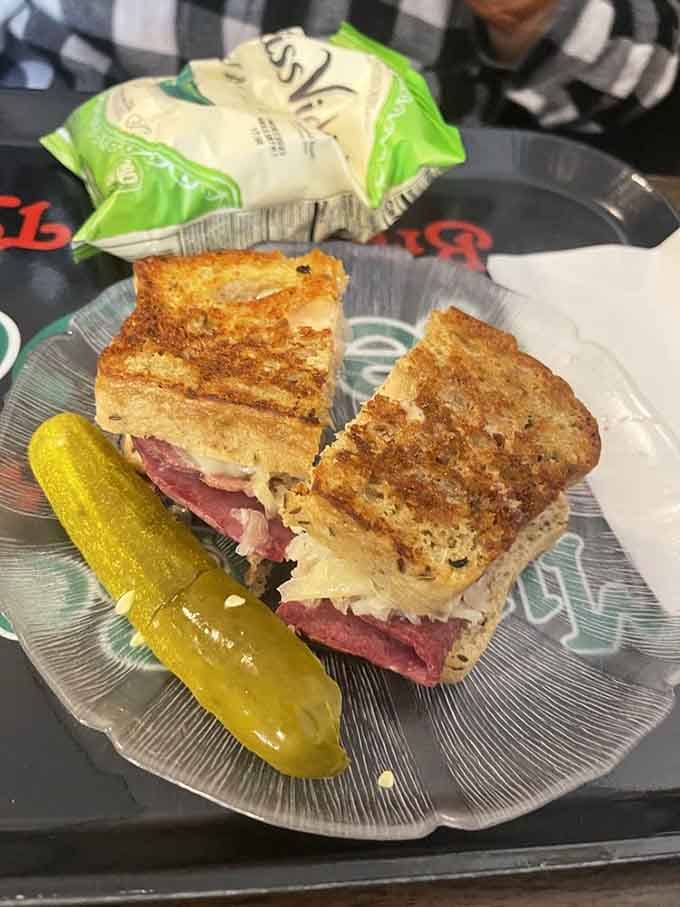 A proper Reuben with a pickle spear&mdash;because some classics don't need reinventing, just respecting.