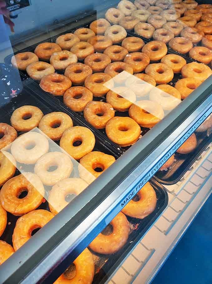 Golden rings of perfection lined up like edible treasure, still warm and practically glowing with promise.