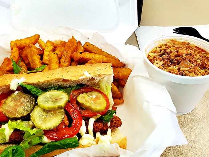 That catfish po'boy with gumbo is basically a Louisiana vacation on a plate, minus the humidity and airfare.