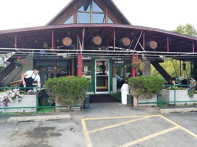 Villa Italia Ristorante's charming exterior promises hearty Italian meals that won't require a loan from the bank next door.