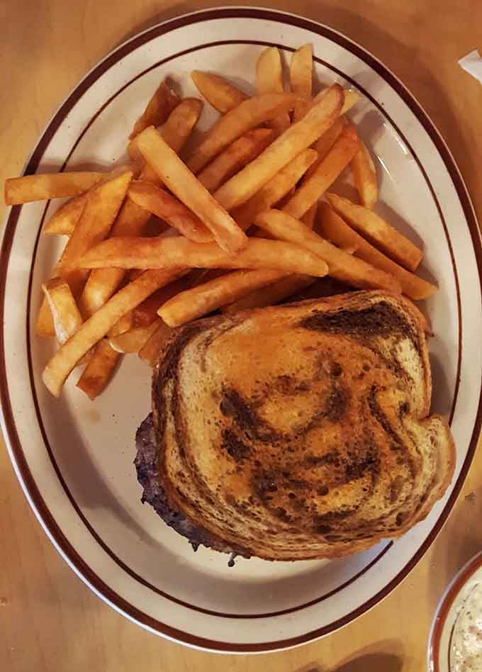 A patty melt done right, with enough fries to share if you're feeling unusually generous today.