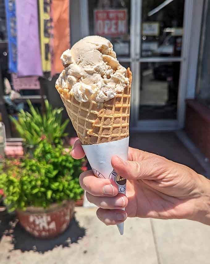Ice cream piled this high requires both engineering skills and serious commitment to your happiness.