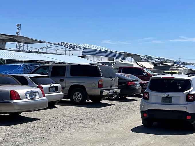 A packed parking lot tells you everything you need to know about this place's popularity among savvy shoppers.