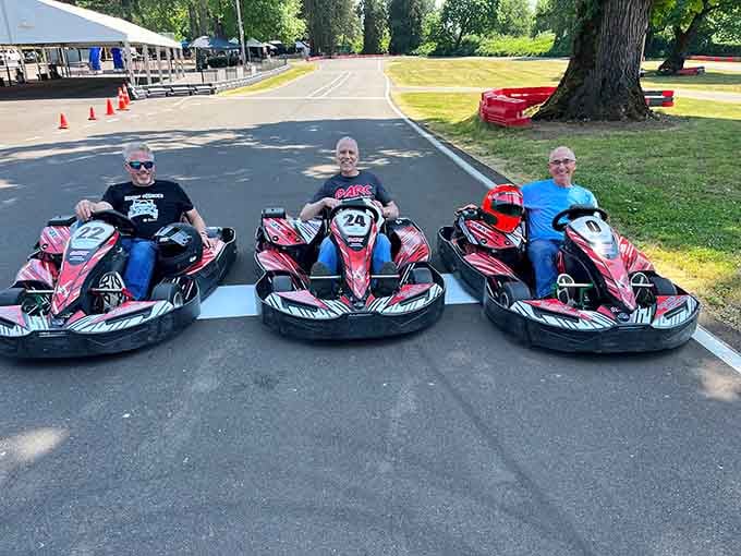 Three generations, three karts, one unforgettable afternoon proving age is just a number on the track.