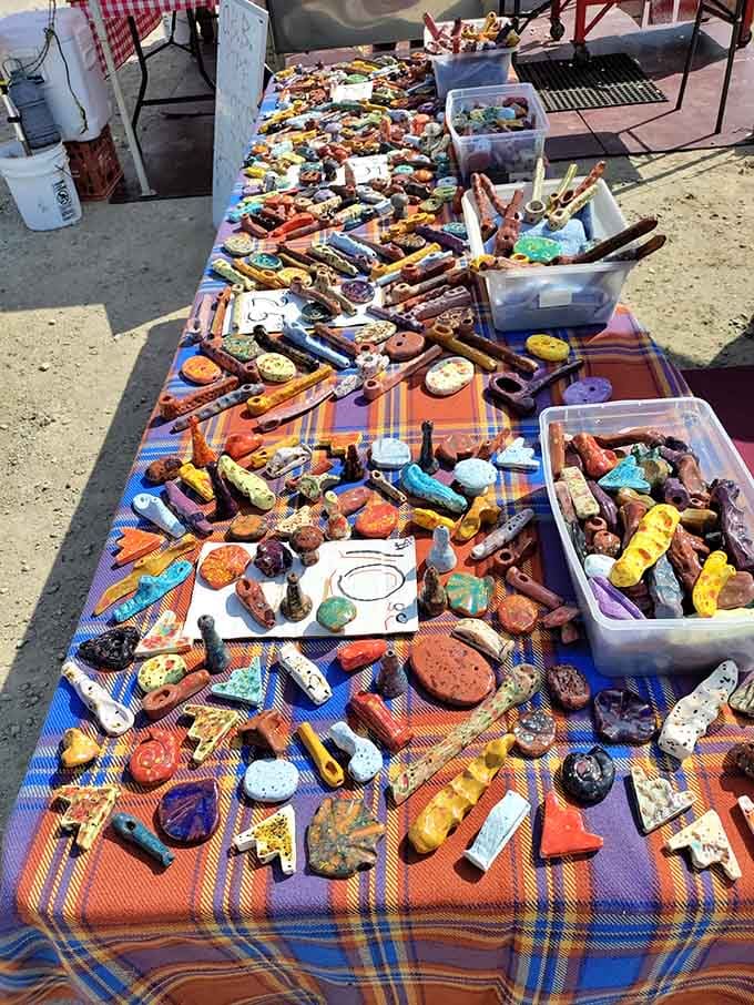 Those colorful trinkets prove that sometimes the best art comes from someone's garage workshop and a whole lot of imagination.