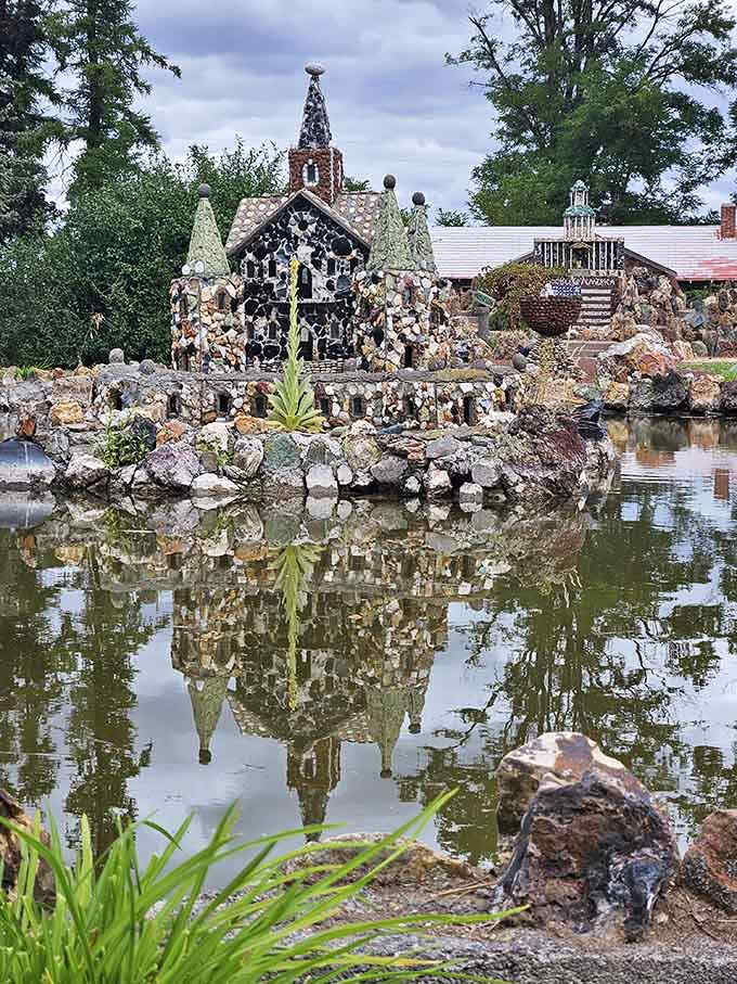 Perfect reflections double the magic, turning rock sculptures into a geological Rorschach test that somehow makes complete sense.