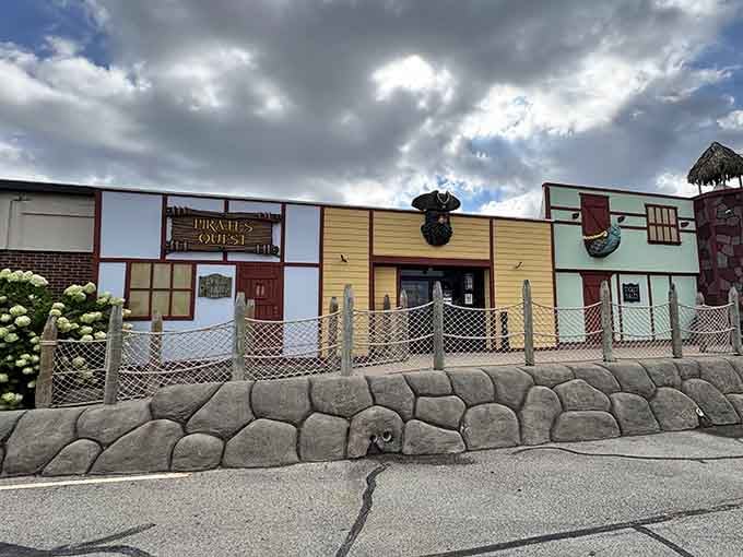 The pirate-themed facade proves someone asked "what if we made this actually fun" and meant it.
