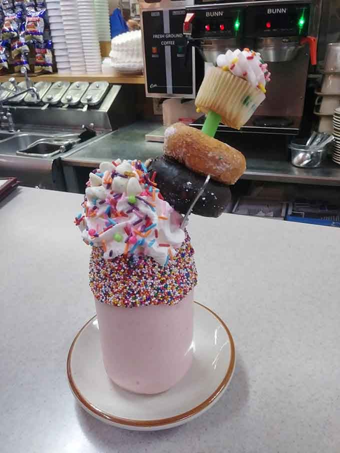 Cotton candy dreams meet milkshake reality in this sugar-fueled masterpiece that defies gravity and good sense equally.