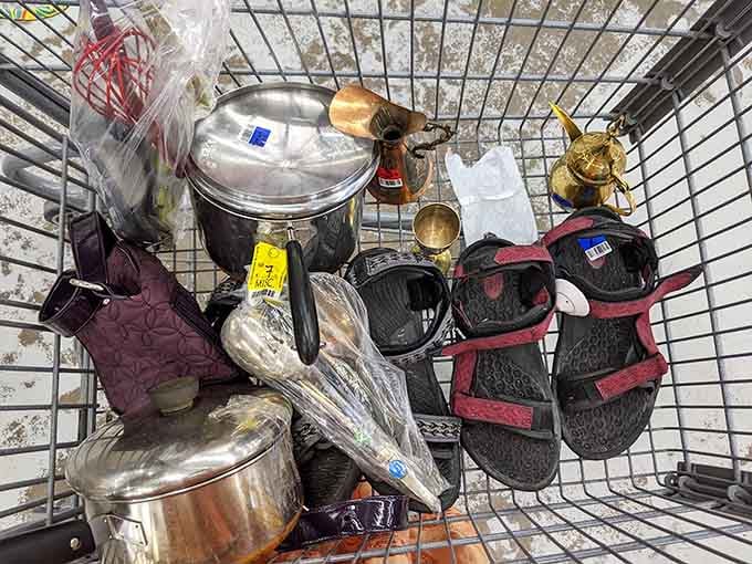 Your shopping cart of random treasures tells a story only a thrift store veteran could understand.