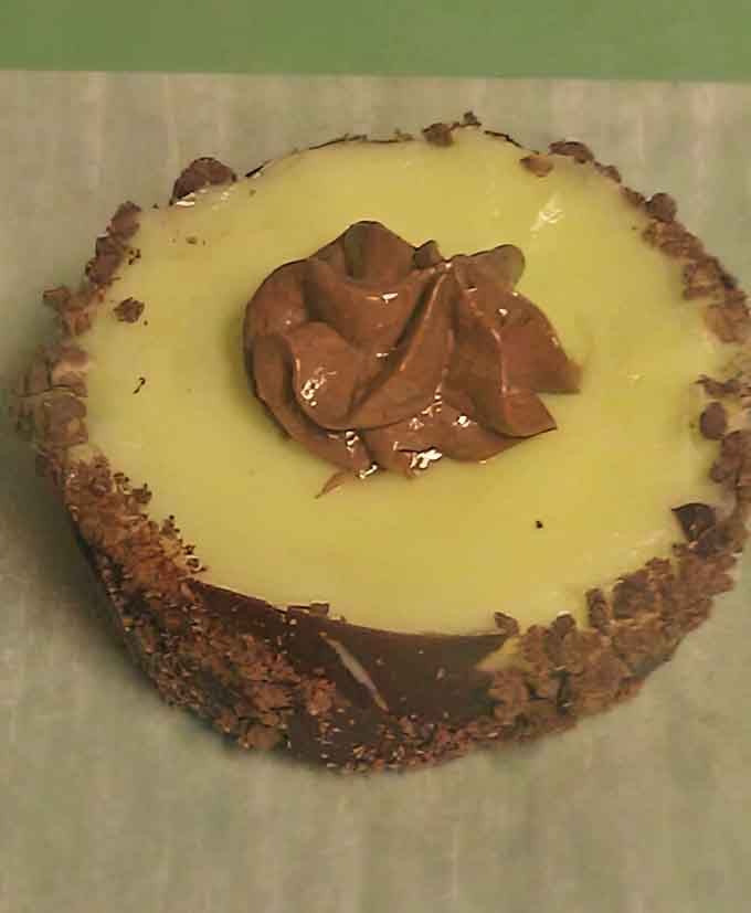 This chocolate-topped tartlet proves that good things come in small packages, especially when they involve multiple layers of deliciousness.