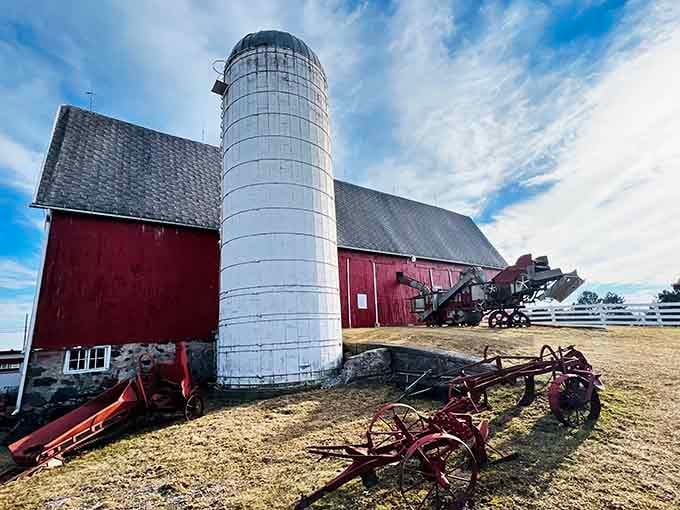 Classic red barns and vintage farm equipment remind you that Michigan's agricultural roots run deeper than most realize.
