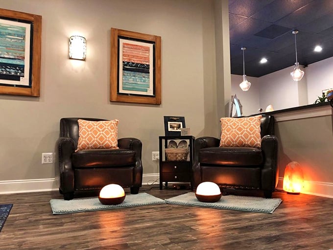 Two chairs, glowing salt lamps, and pure tranquility. This is what "me time" looks like.