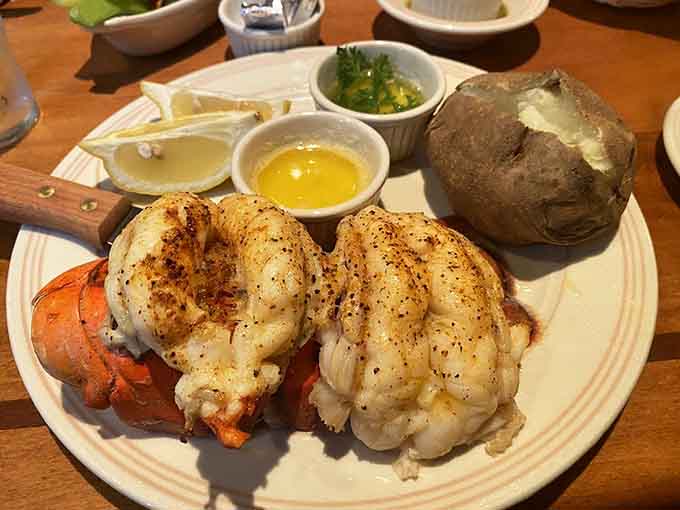 Lobster tails and a loaded baked potato prove Sayler's isn't just about the beef challenge.