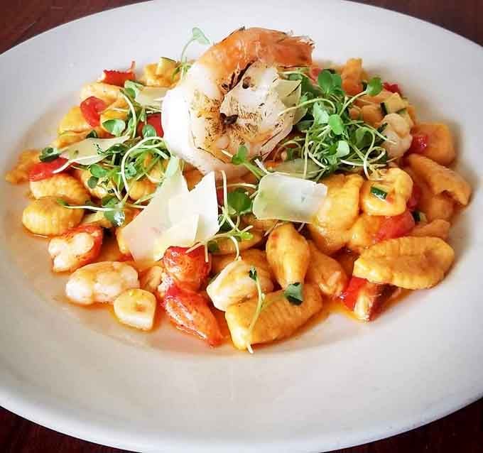Gnocchi topped with shrimp that proves pillowy potato dumplings and seafood make surprisingly excellent dance partners together.
