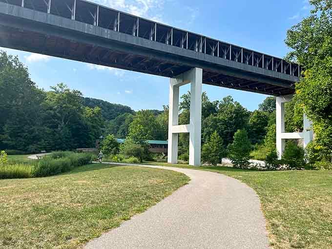 The pedestrian walkway offers front-row seats to one of Ohio's most underrated engineering marvels.