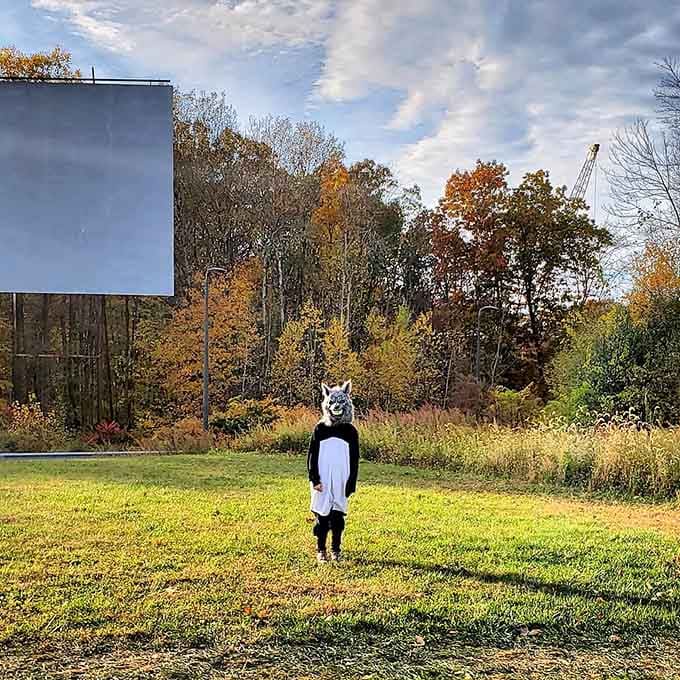 Someone's taking the movie experience seriously, and honestly, we respect the commitment to full costume immersion at the drive-in.