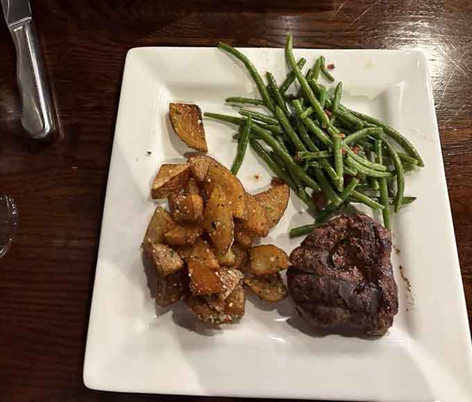 Filet mignon with green beans and roasted potatoes: proof that simple done right beats complicated done wrong every time.