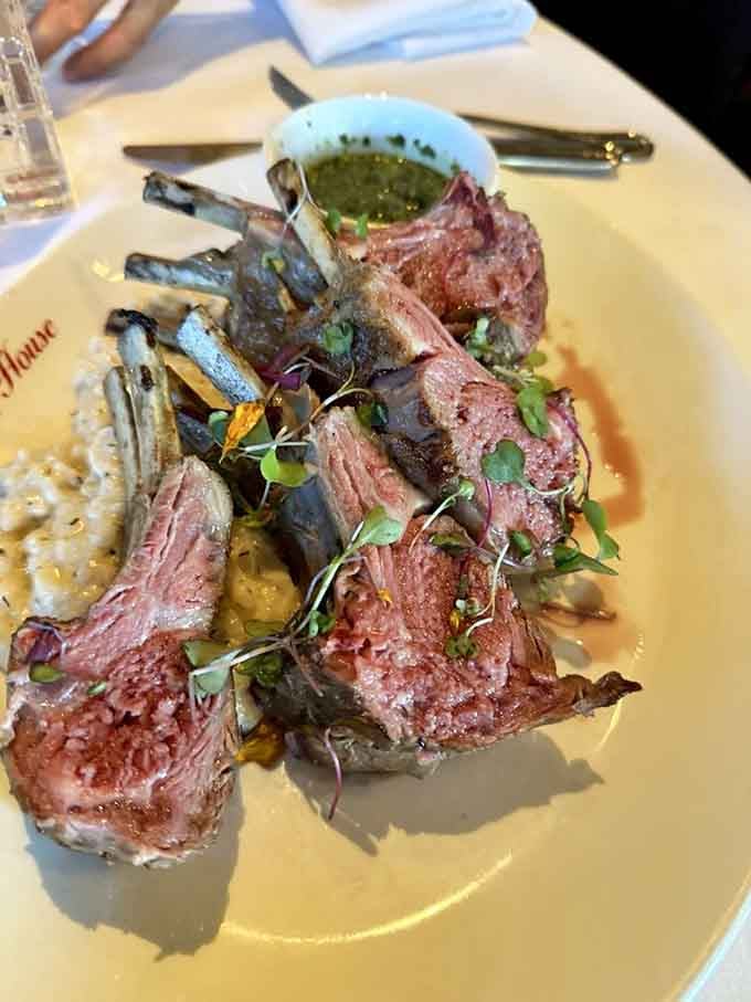 Lamb chops standing at attention like they're about to receive a medal for exceptional flavor and presentation.