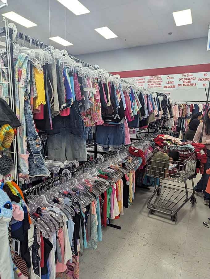 Children's clothing in every shade imaginable, because kids grow faster than you can say "growth spurt."