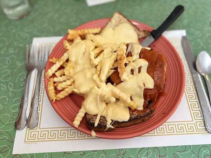 Buffalo chicken horseshoe smothered in cheese and fries, because sometimes more really is more, despite what minimalists claim.