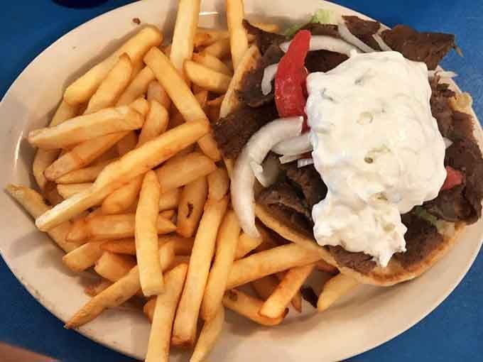 This gyro piled high with meat and smothered in tzatziki sauce proves they're not just one-trick ponies.