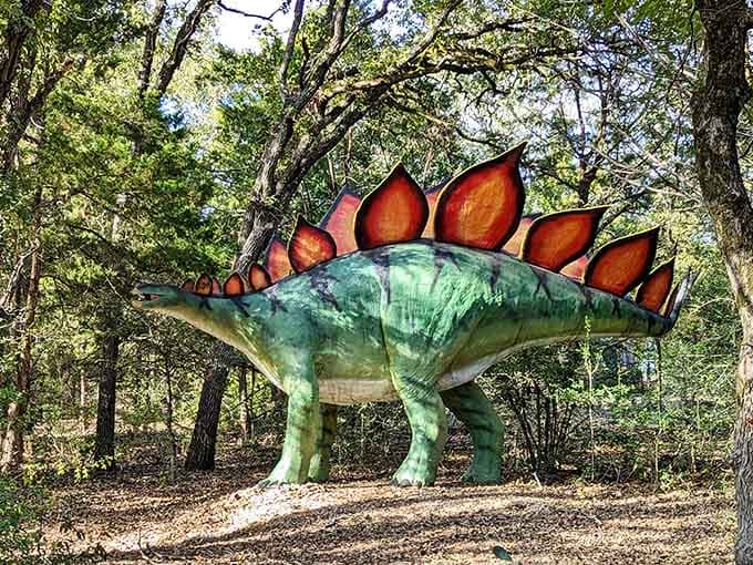 Those flame-colored plates running down its back make this Stegosaurus look like nature's original punk rocker.