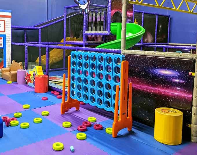 Giant Connect Four meets outer space, proving the classics never go out of style, just get bigger.