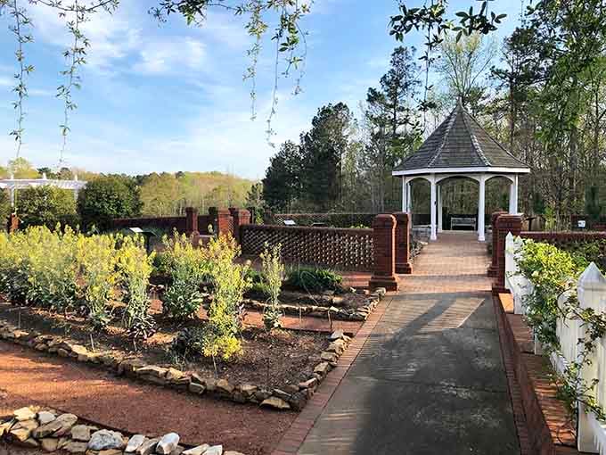 That gazebo surrounded by fresh plantings is basically begging you to sit down and contemplate life's important questions.