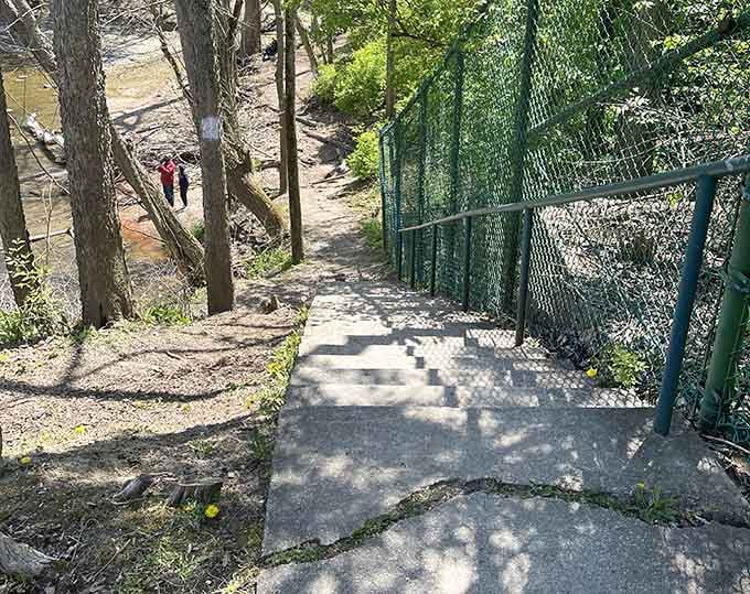 Stone steps lead you down to the water, making this natural wonder accessible for most visitors.