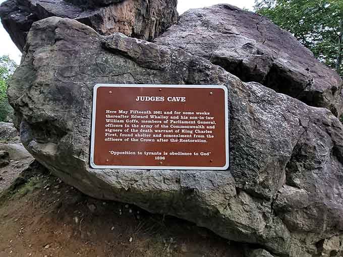 Judges Cave, where two guys hiding from a king proved Connecticut hospitality extends even to fugitives.