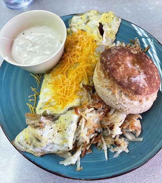 This western omelet arrives loaded with enough good stuff to fuel your entire day, maybe even tomorrow too.