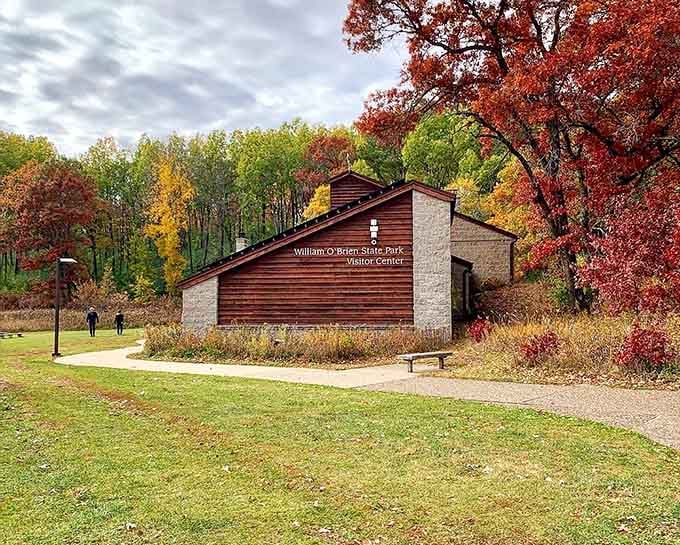 The visitor center welcomes you with fall colors that put your neighbor's decorations to shame.