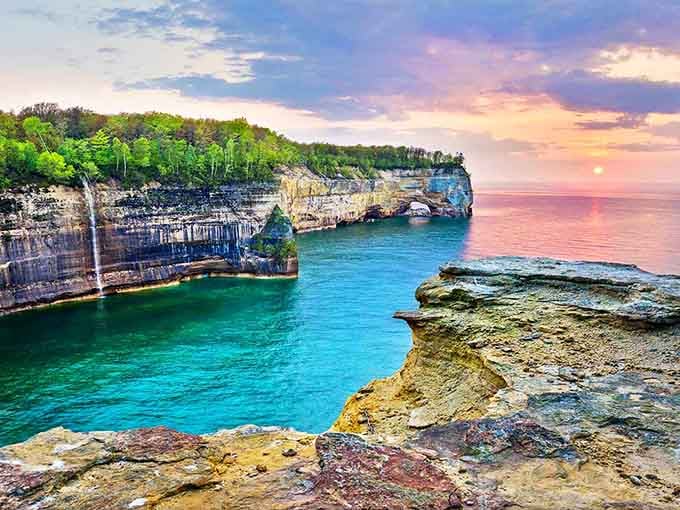 Sunset paints Lake Superior in colors that make you understand why people write songs about this place.