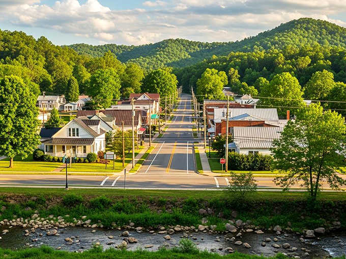 Mountains frame this main street like nature's own picture frame, no Instagram filter needed here.