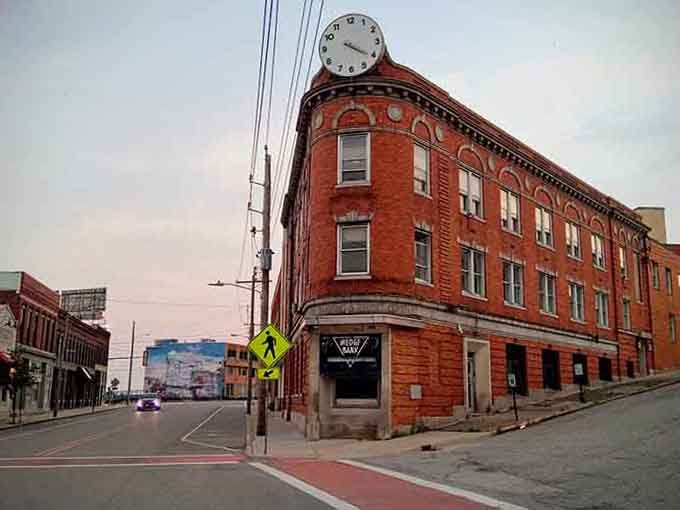 That corner clock tower building has character you can't buy new, standing watch over streets since your grandparents' time.
