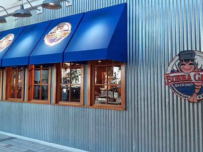 Corrugated metal siding and bright blue awnings create that Gulf Coast vibe Forrest himself would absolutely love and appreciate.